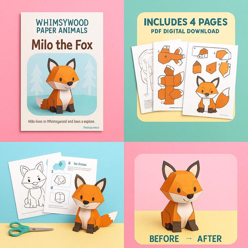 Printable 3D Fox Paper Craft for Kids - Milo the Forest Fox - DIY ...