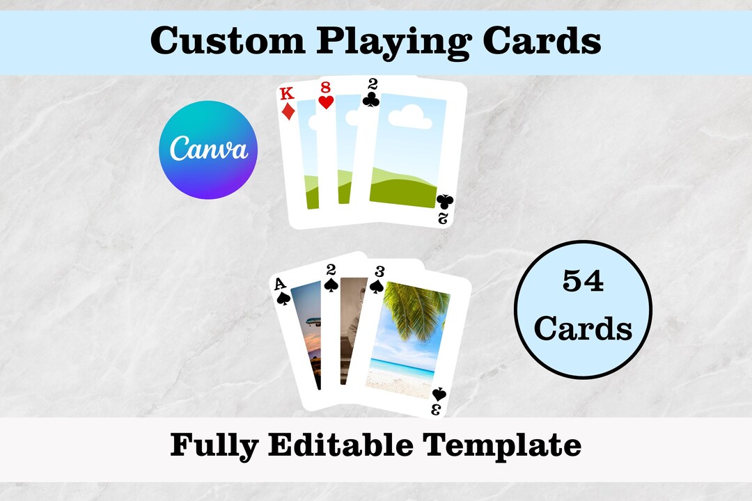 Custom Playing Card Template: 55 Printable Designs for Canva - Etsy