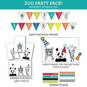 ZOO Party Animals - PARTY PACK Printables - Instant Download - Etsy