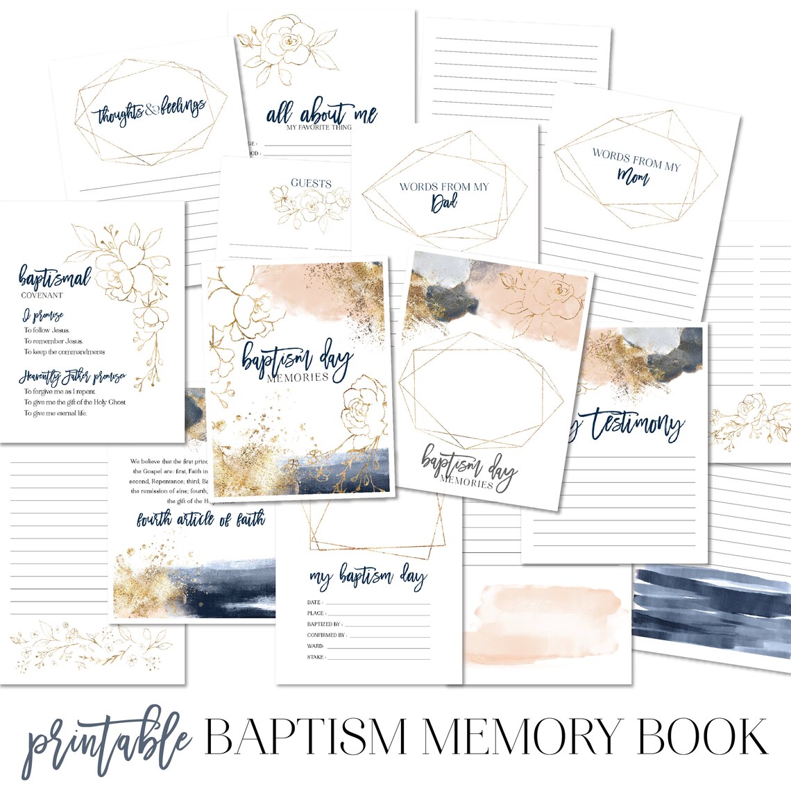 LDS Baptism Memory Book & 4X6 Testimony Cards - Instant Download - Etsy