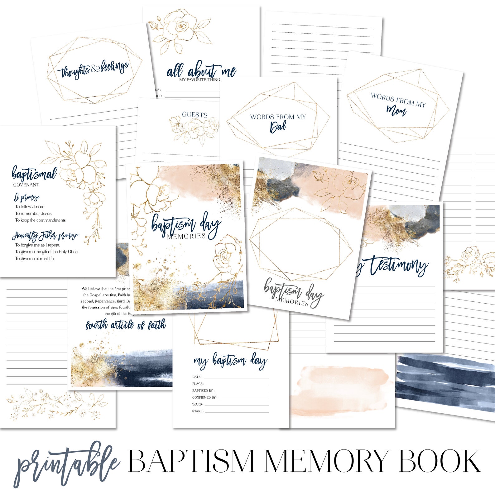 LDS Baptism Memory Book & 4X6 Testimony Cards - Instant Download - Etsy