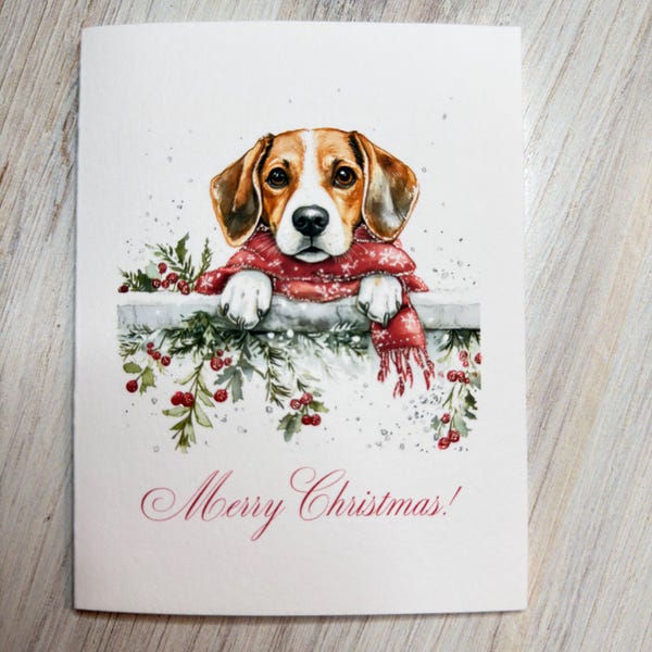Christmas Beagle Card - Etsy