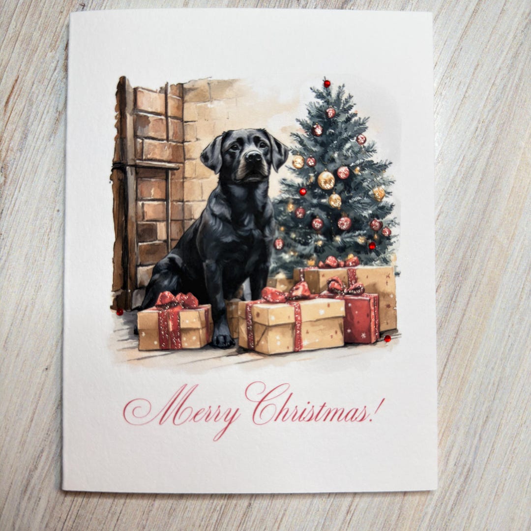 Handmade Black Lab Christmas Card, Cute Dog Merry Christmas - Etsy