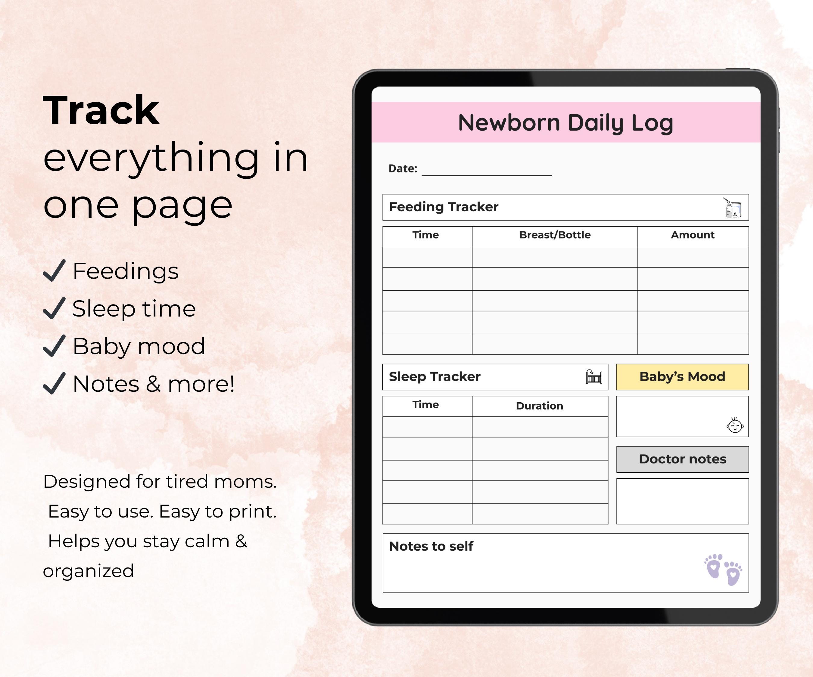 Baby Daily Tracker Printable | Newborn Routine Log PDF | Feeding and ...