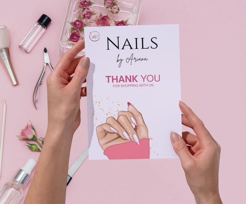 Nail Salon Thank You Card Template | Editable Canva Card | Printable ...
