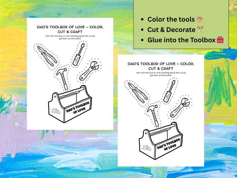 Father’s Day Toolbox Craft for Kids – Printable PDF DIY Gift – Color ...