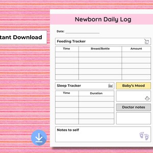 Baby Daily Tracker Printable | Newborn Routine Log PDF | Feeding and ...