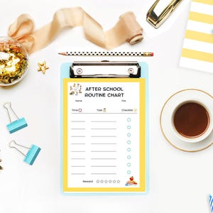 Printable After School Routine Chart for Kids | Blank Daily Schedule ...