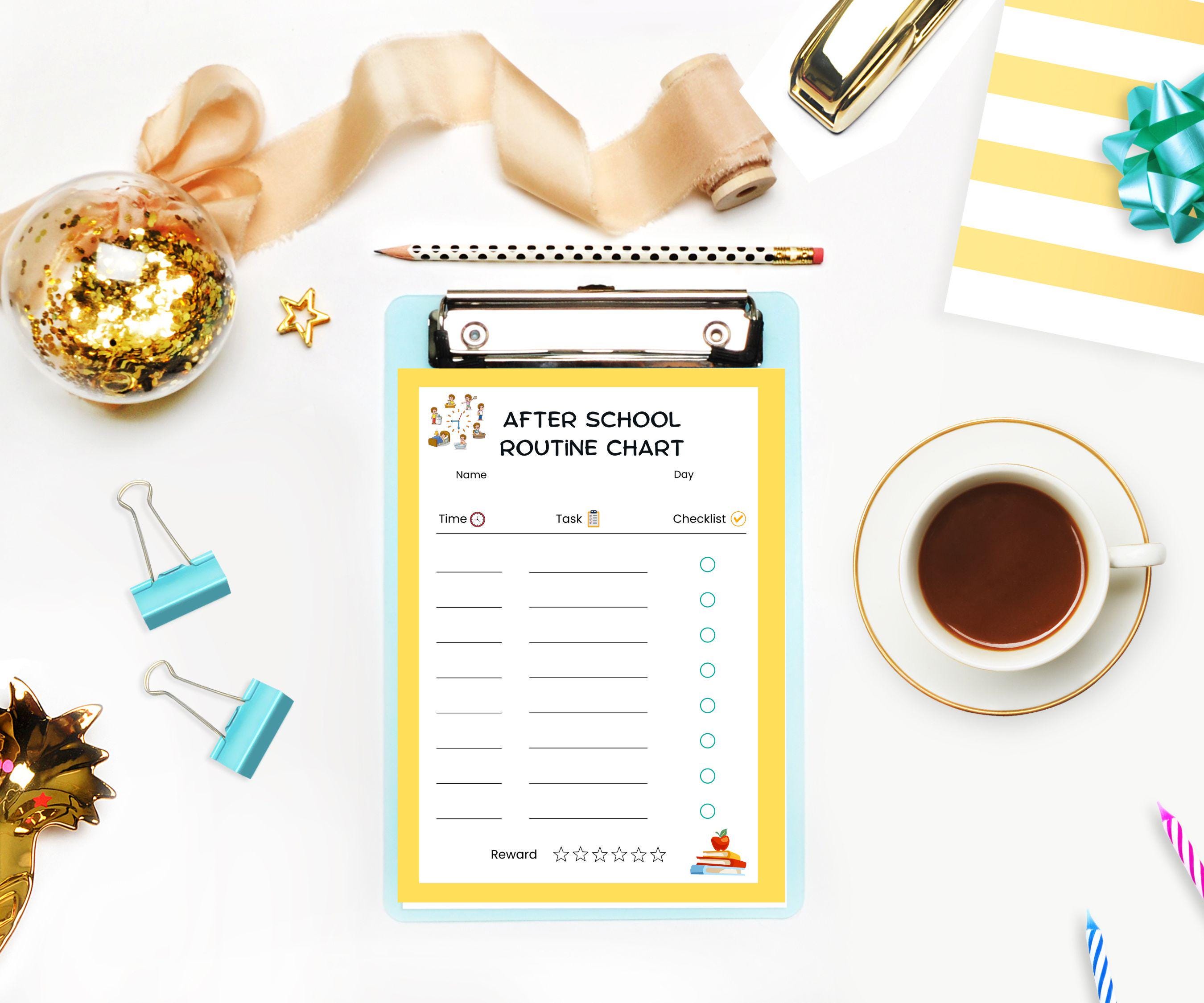 Printable After School Routine Chart for Kids | Blank Daily Schedule ...