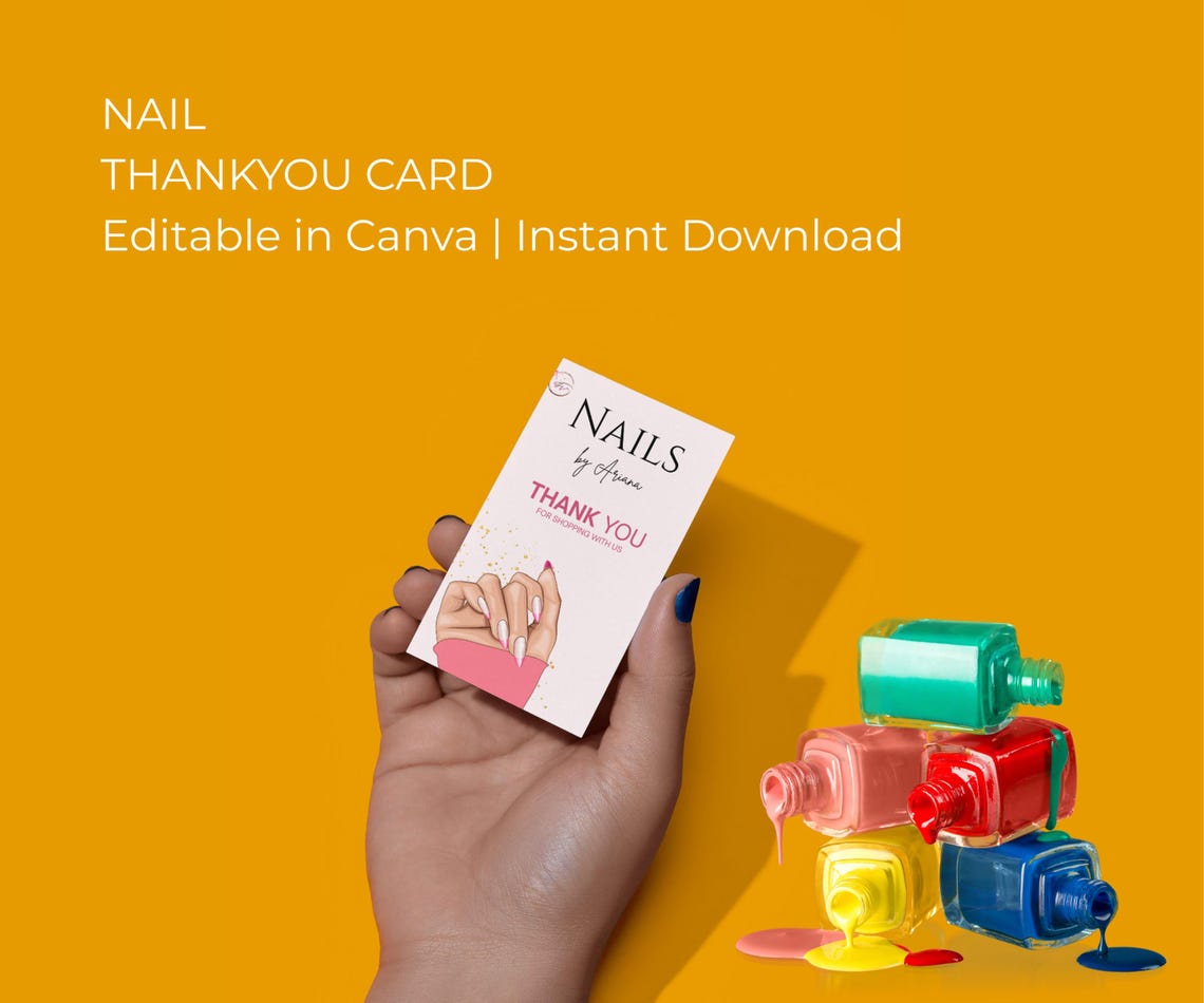 Nail Salon Thank You Card Template | Editable Canva Card | Printable ...