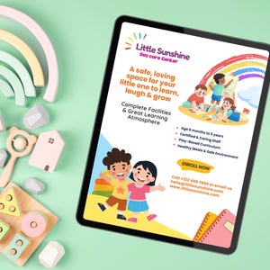 Daycare Flyer Canva Template | Editable Childcare Poster | Preschool ...