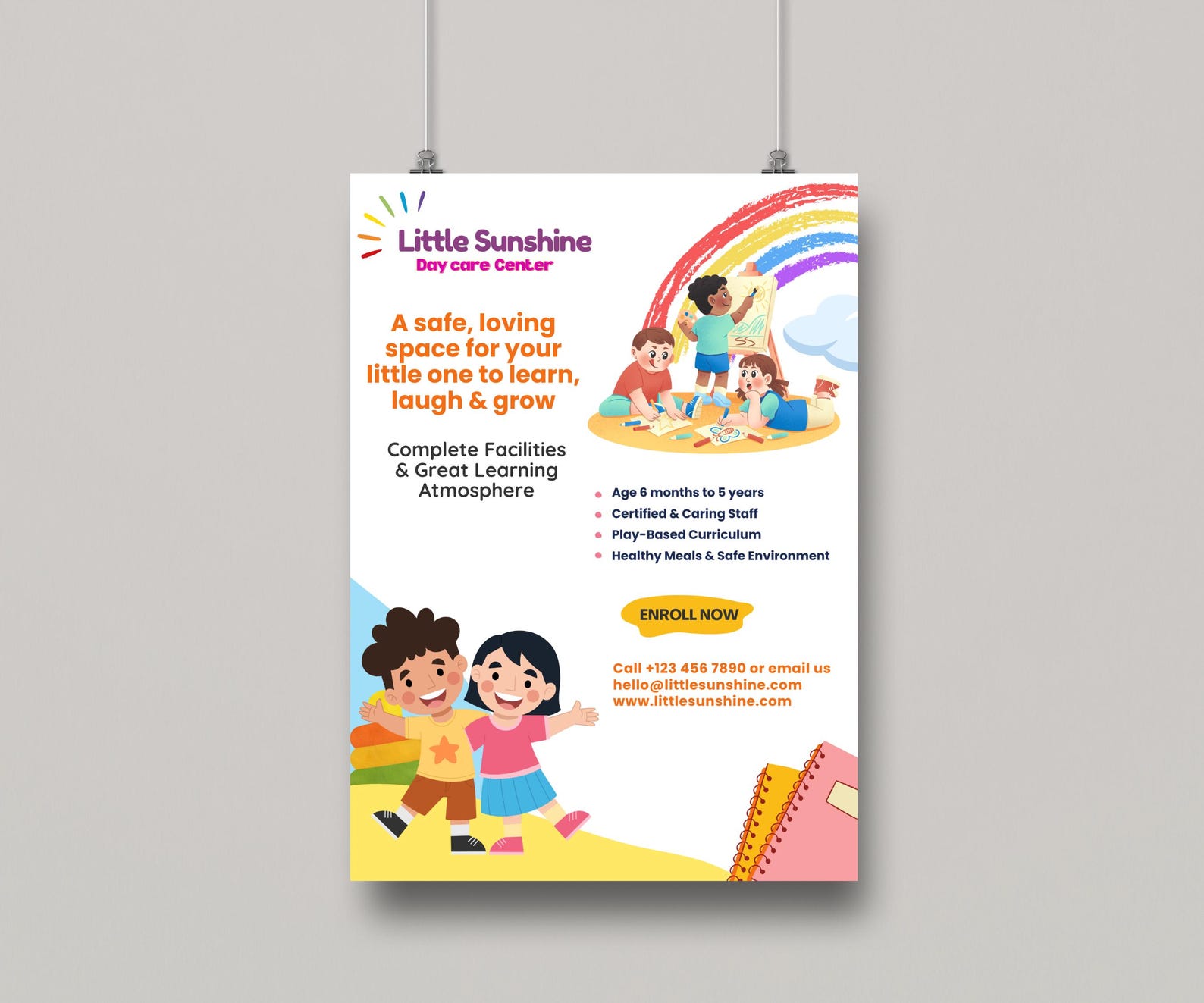 Daycare Flyer Canva Template | Editable Childcare Poster | Preschool ...