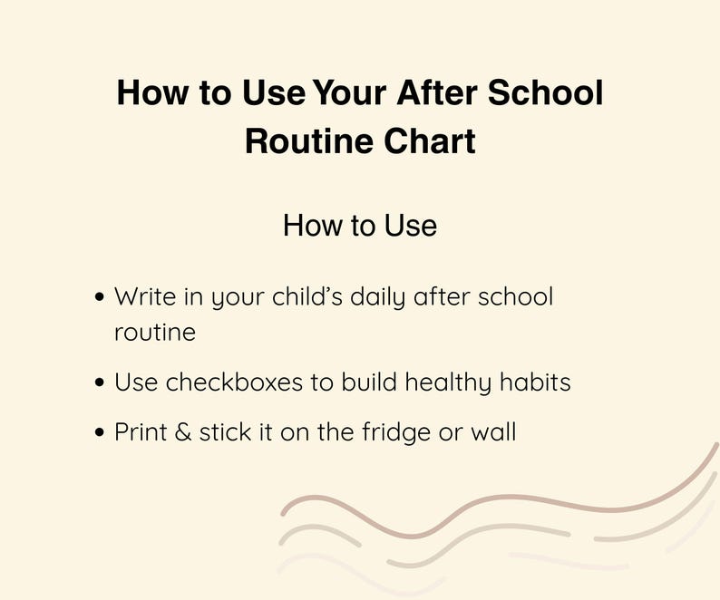 Printable After School Routine Chart for Kids | Blank Daily Schedule ...