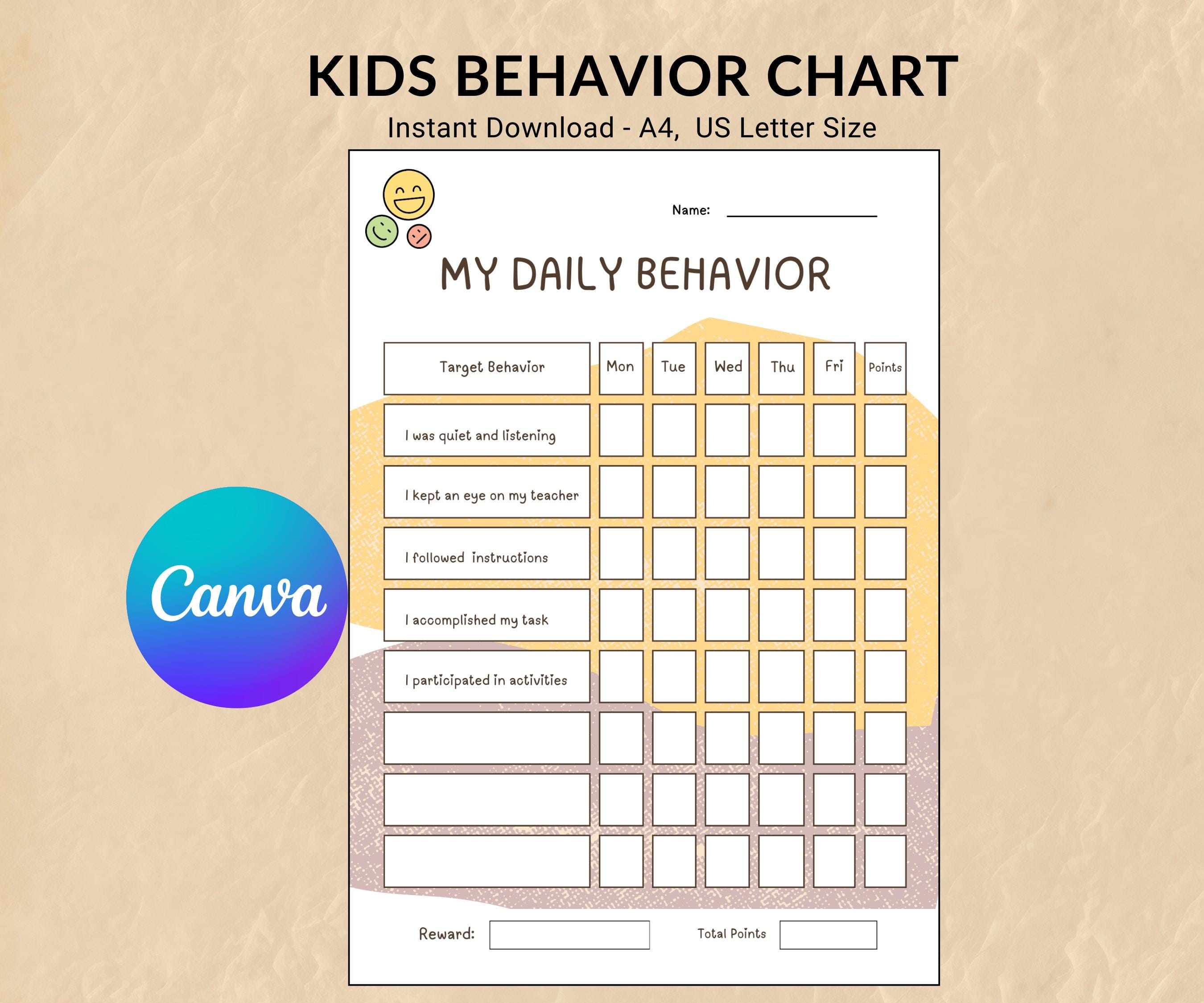 Kids Behavior Chart | Printable Behavior Chart for Toddlers & Children ...