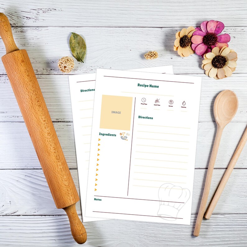 Printable Recipe Template | Recipe Organizer | Blank Recipe Page | Meal ...