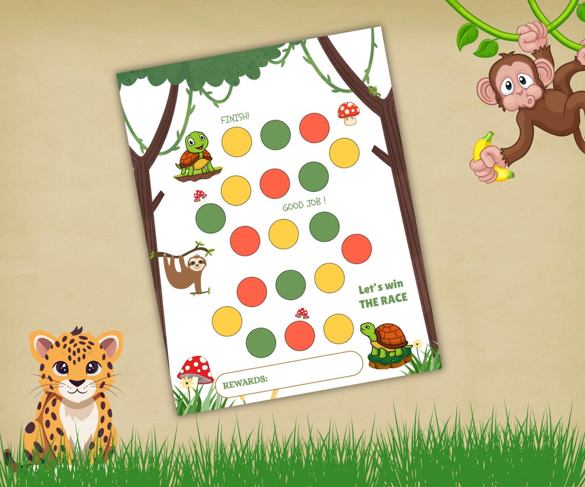 Printable Jungle Reward Chart | Kids Behavior Chart | Fun Animal Reward ...