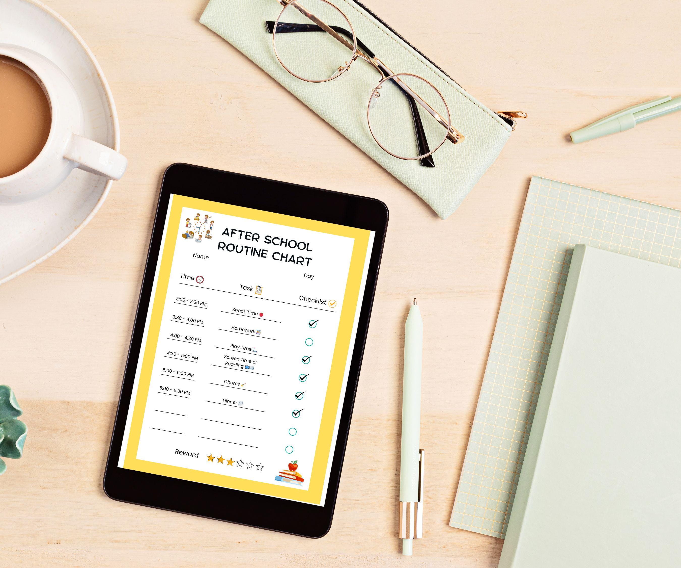 Printable After School Routine Chart for Kids | Blank Daily Schedule ...