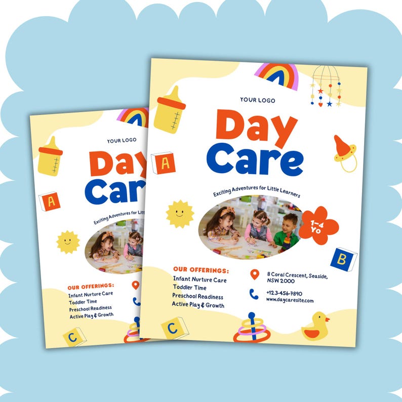 Editable Daycare Flyer Template | Preschool Advertisement Canva ...