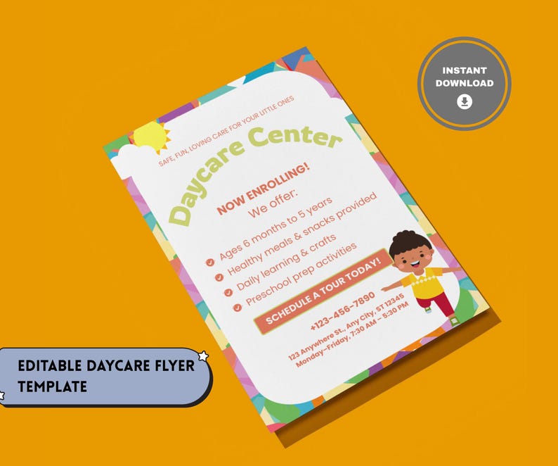 Editable Home Daycare Flyer Template | Printable Childcare Flyer ...