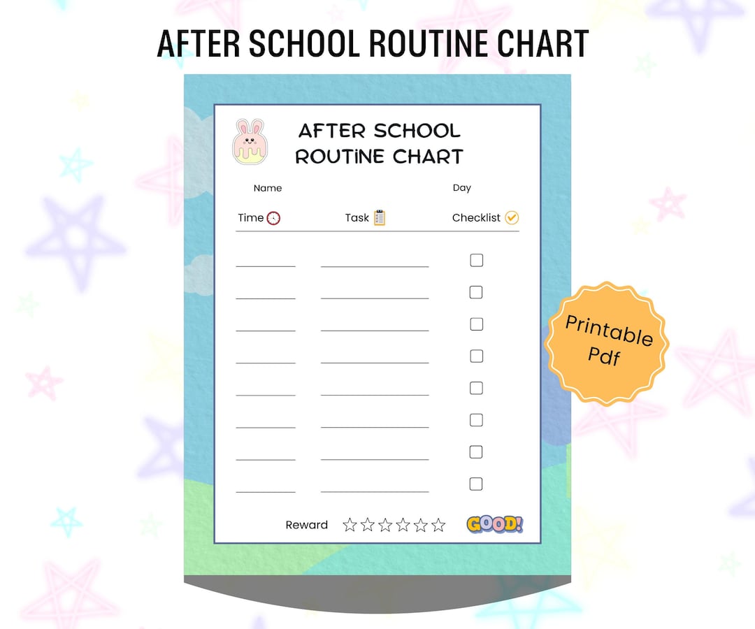 Kids Printable After School Routine Chart | Daily Responsibility ...