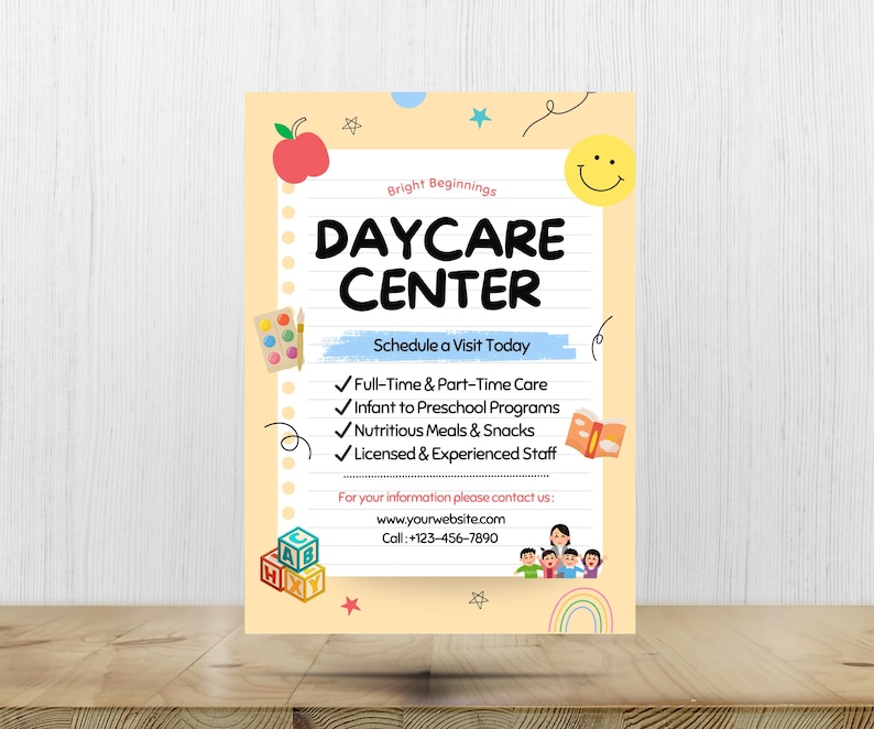 Editable Daycare Center Flyer Template | Canva Printable (PDF) - Etsy