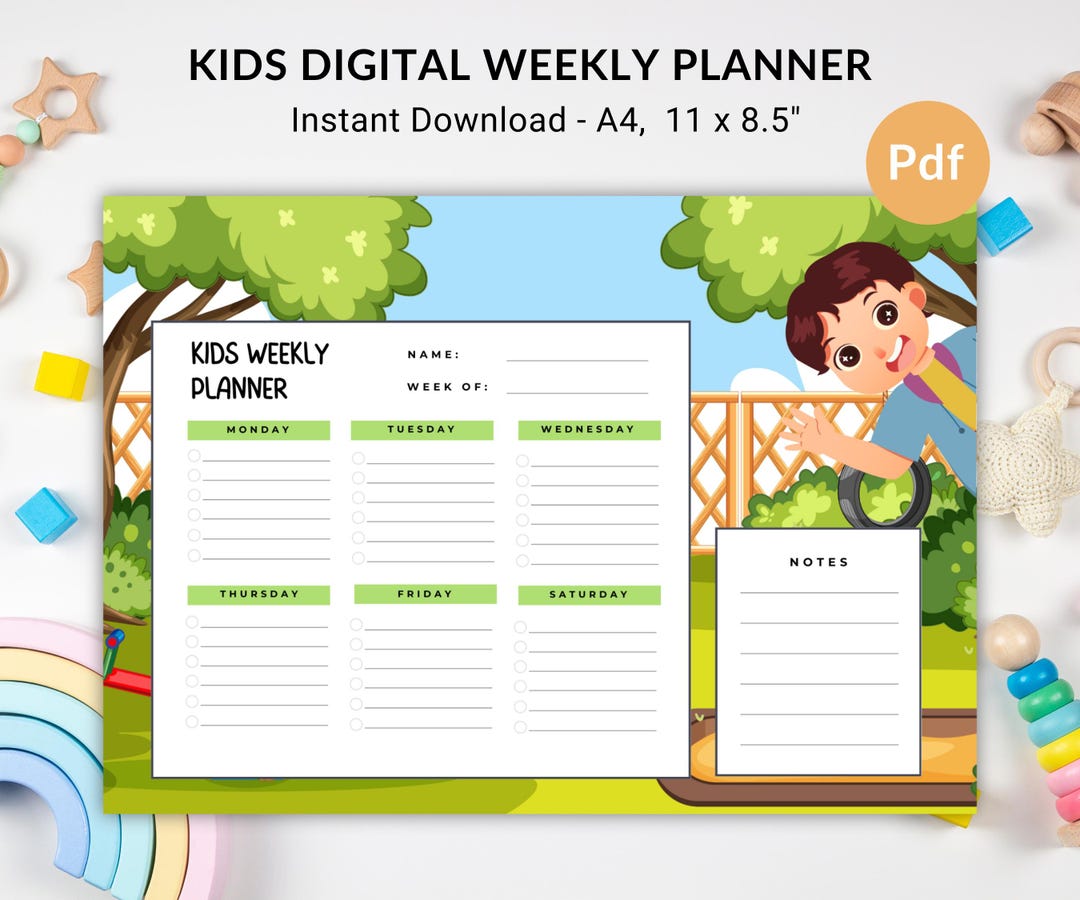 Kids Weekly Planner Printable | Kids Chore Chart | Daily Routine ...