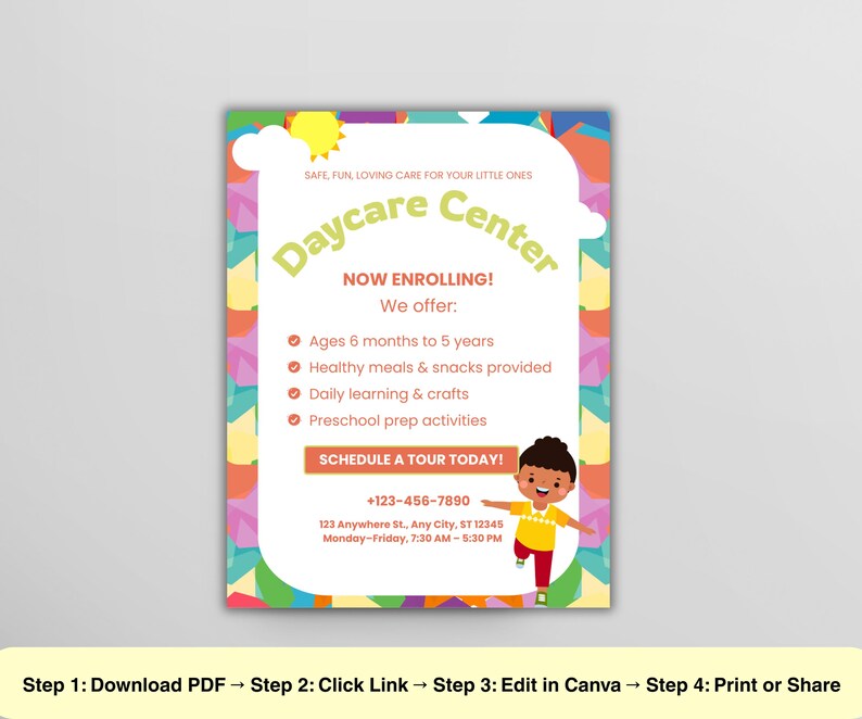 Editable Home Daycare Flyer Template | Printable Childcare Flyer ...