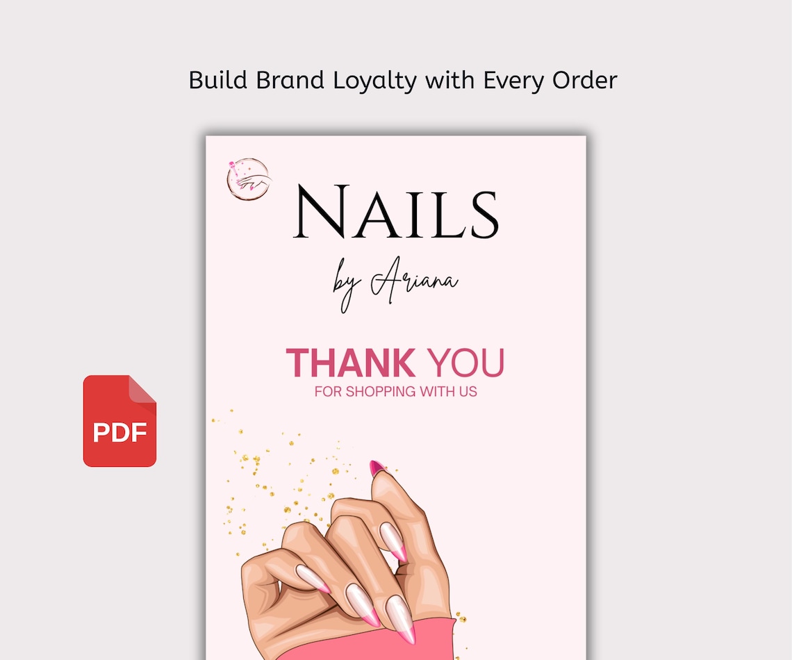 Nail Salon Thank You Card Template | Editable Canva Card | Printable ...