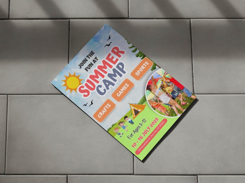 Editable Summer Camp Flyer Template for Kids | Printable Canva Design ...
