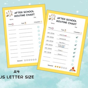 Printable After School Routine Chart for Kids | Blank Daily Schedule ...