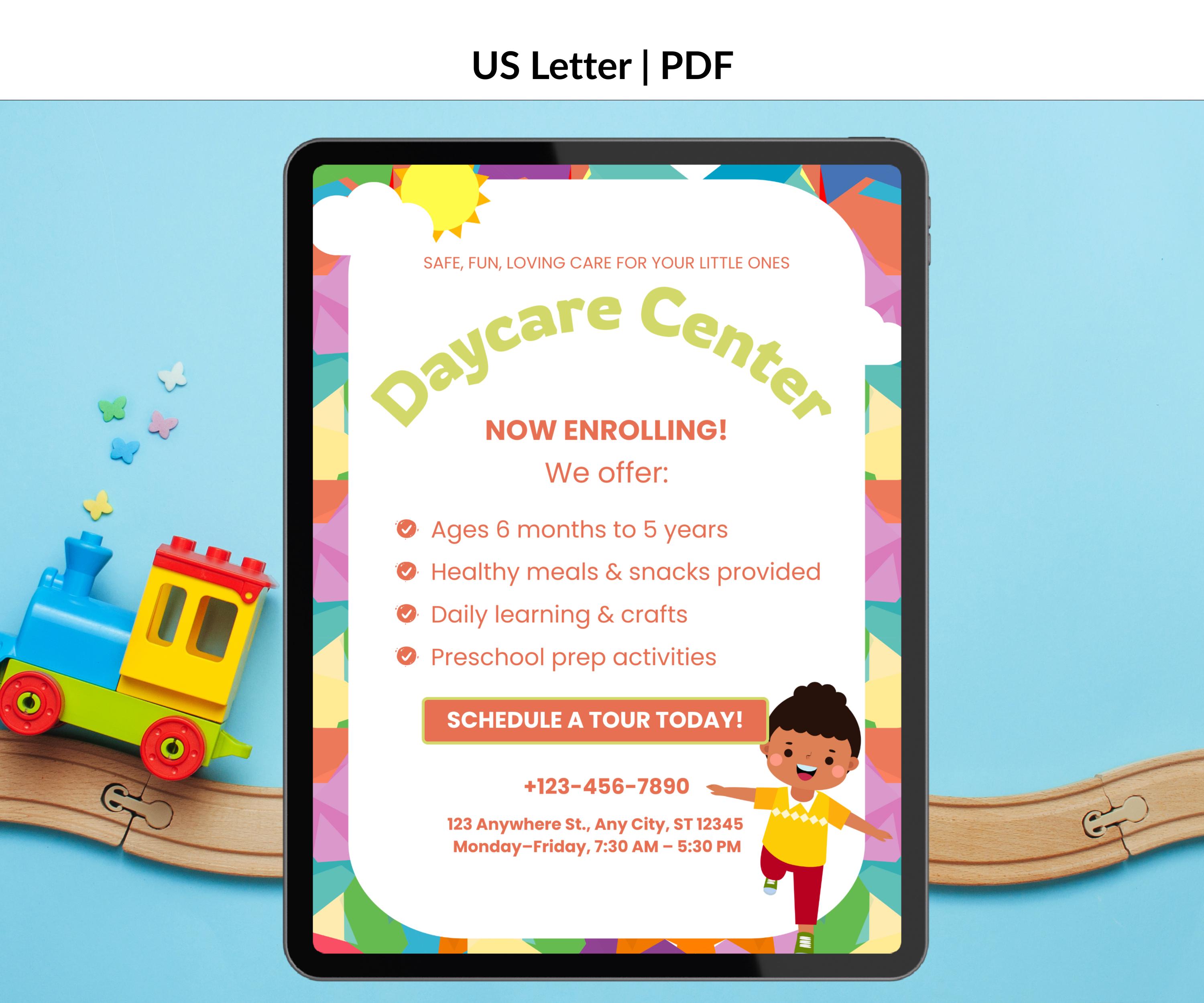 Editable Home Daycare Flyer Template | Printable Childcare Flyer ...