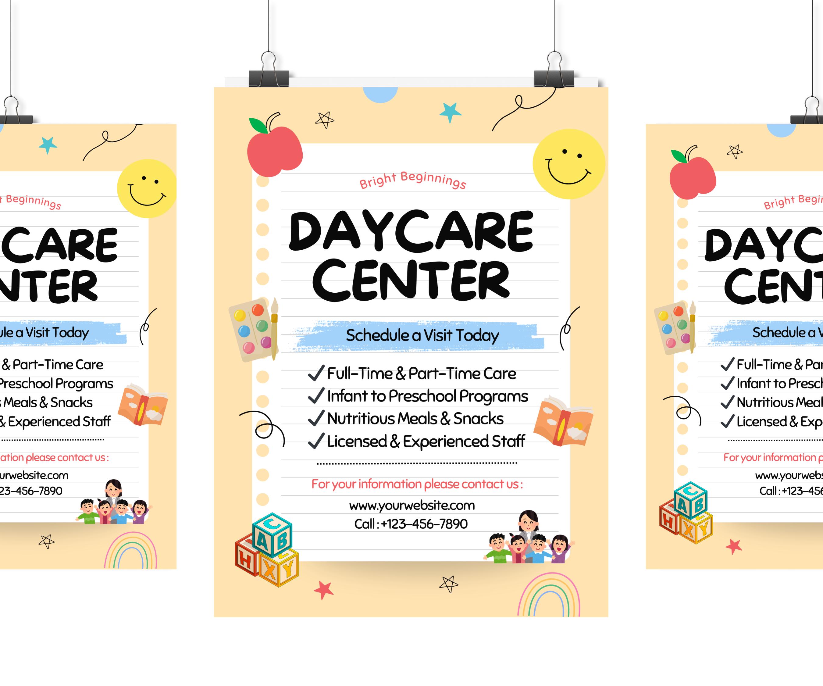 Editable Daycare Flyer Template | Printable Preschool Childcare Center ...