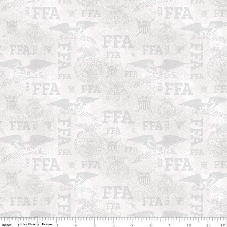 FFA Forever Blue Refreshed Tonal Logos GRAY FFA Fabric C13952 by Riley ...