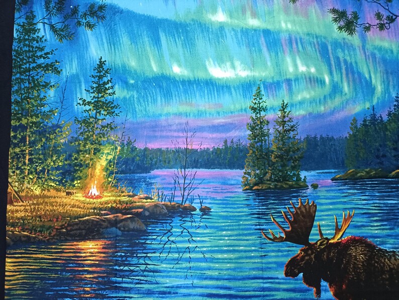 Colorful Northern Lights Moose Panel Designed by Abraham Hunter for ...