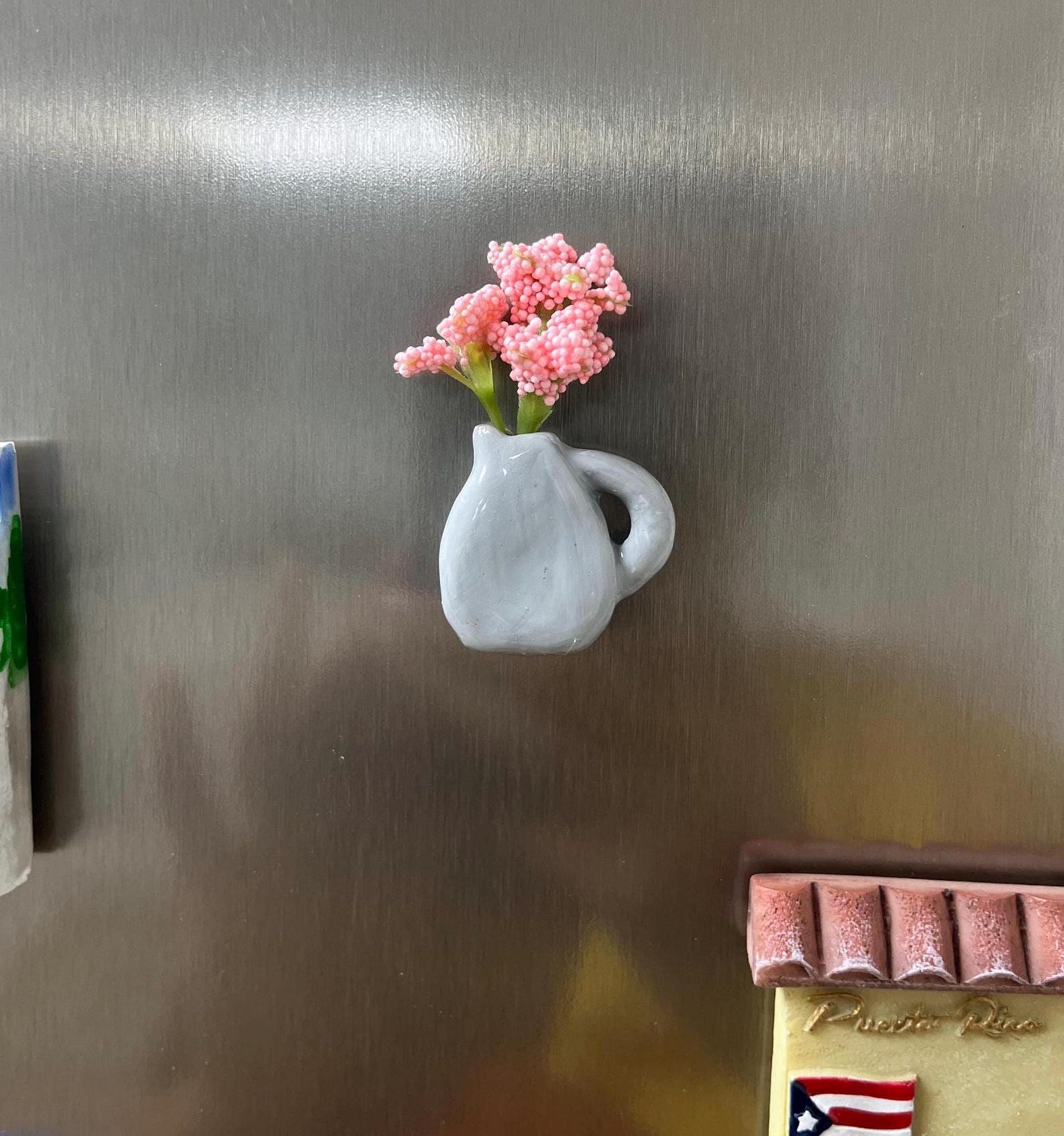 2 Mini Flower Vase Refrigerator Magnet – Handmade Clay Fridge Decor - Etsy