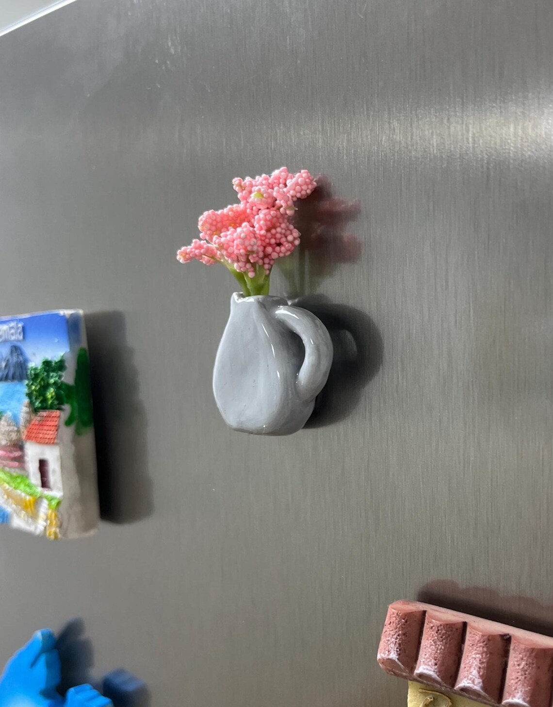 2 Mini Flower Vase Refrigerator Magnet – Handmade Clay Fridge Decor - Etsy