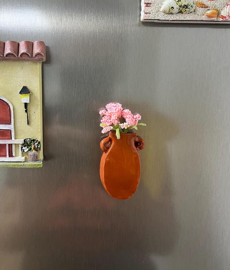 2 Mini Flower Vase Refrigerator Magnet – Handmade Clay Fridge Decor - Etsy