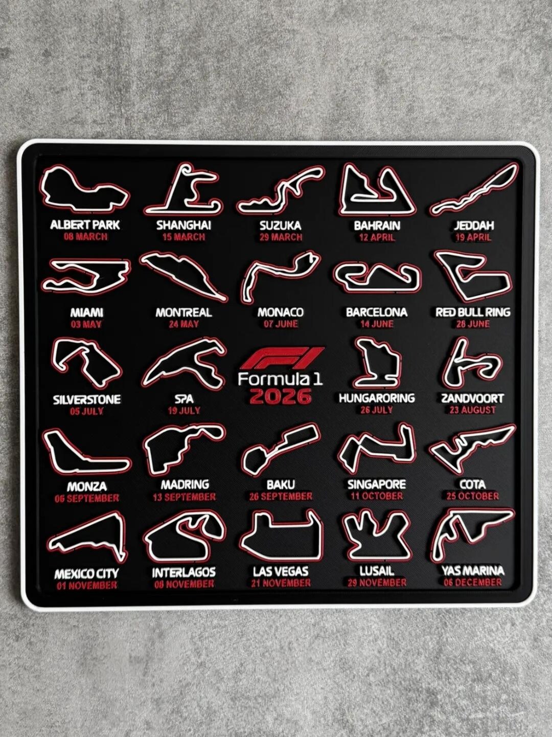 Black F1 3d Printed Racetracks 2026 Calander EXTRA THICK WITH ...