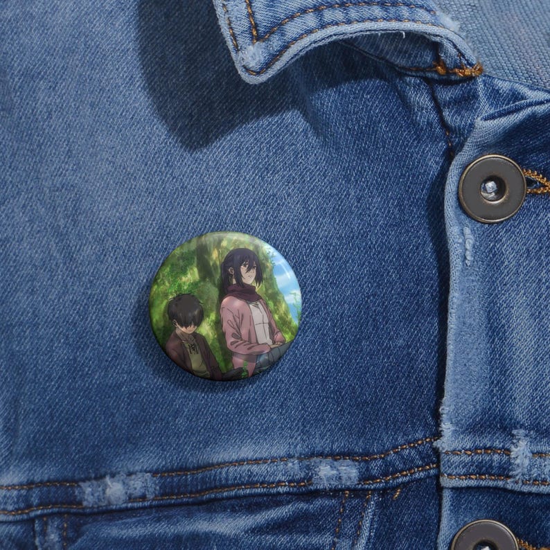 Anime Siblings Illustration Pin Button | Custom Round Pinback - Etsy