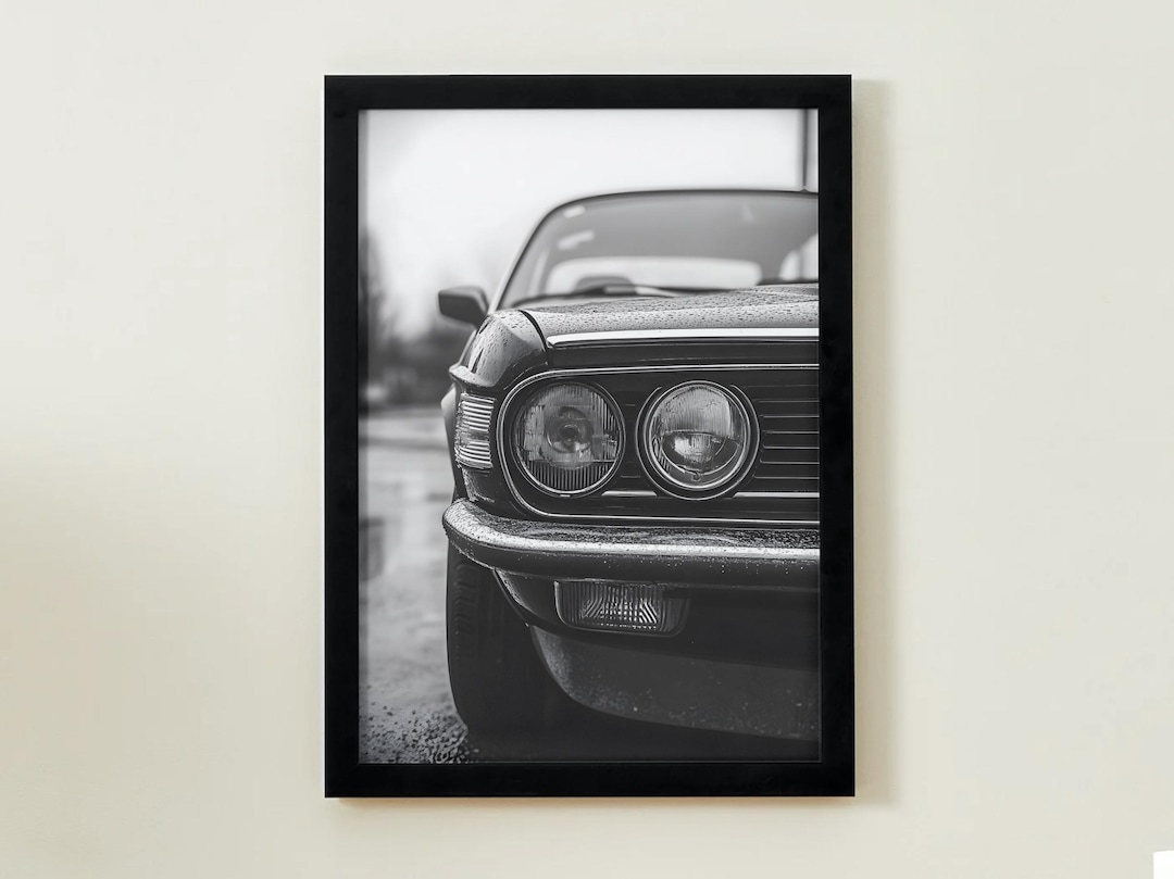 BMW 3 Series Poster: 1990 Vintage Car, Black and White Framed Wall Art ...
