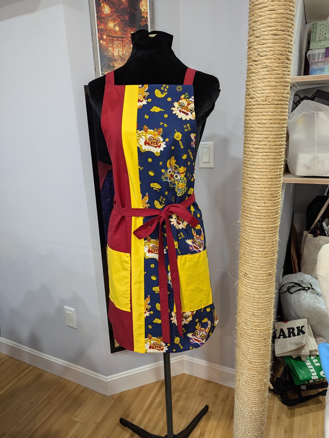 Handmade Chinese Dragon/lion Apron With Pockets for Cooking, Gardening ...