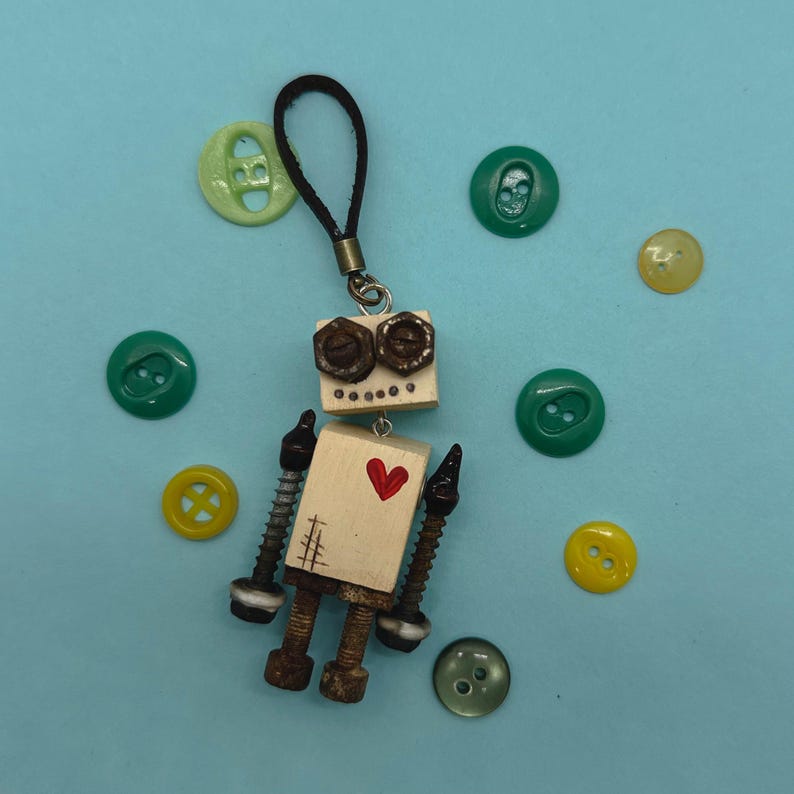 Tiny Robots Keychain / Upcycled Mini Robots - Etsy