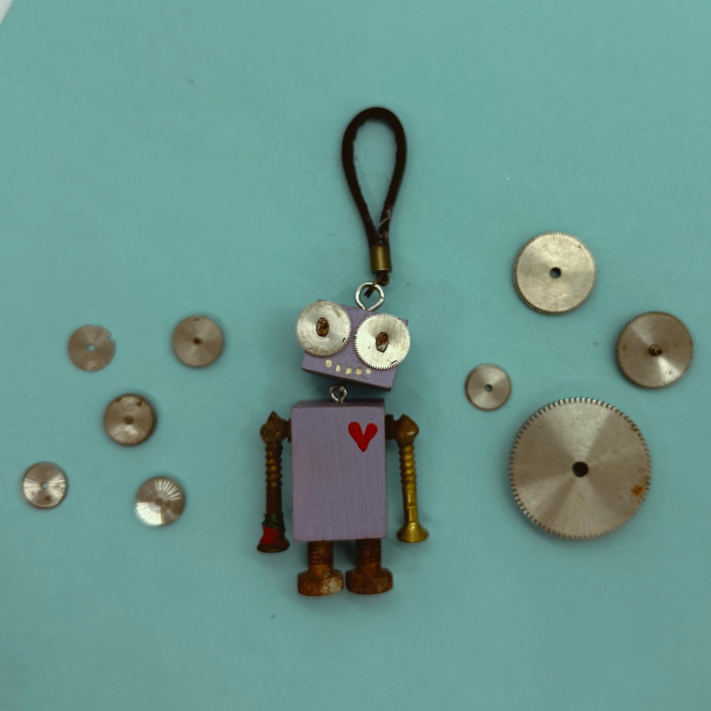 Tiny Robots Keychain / Upcycled Mini Robots - Etsy