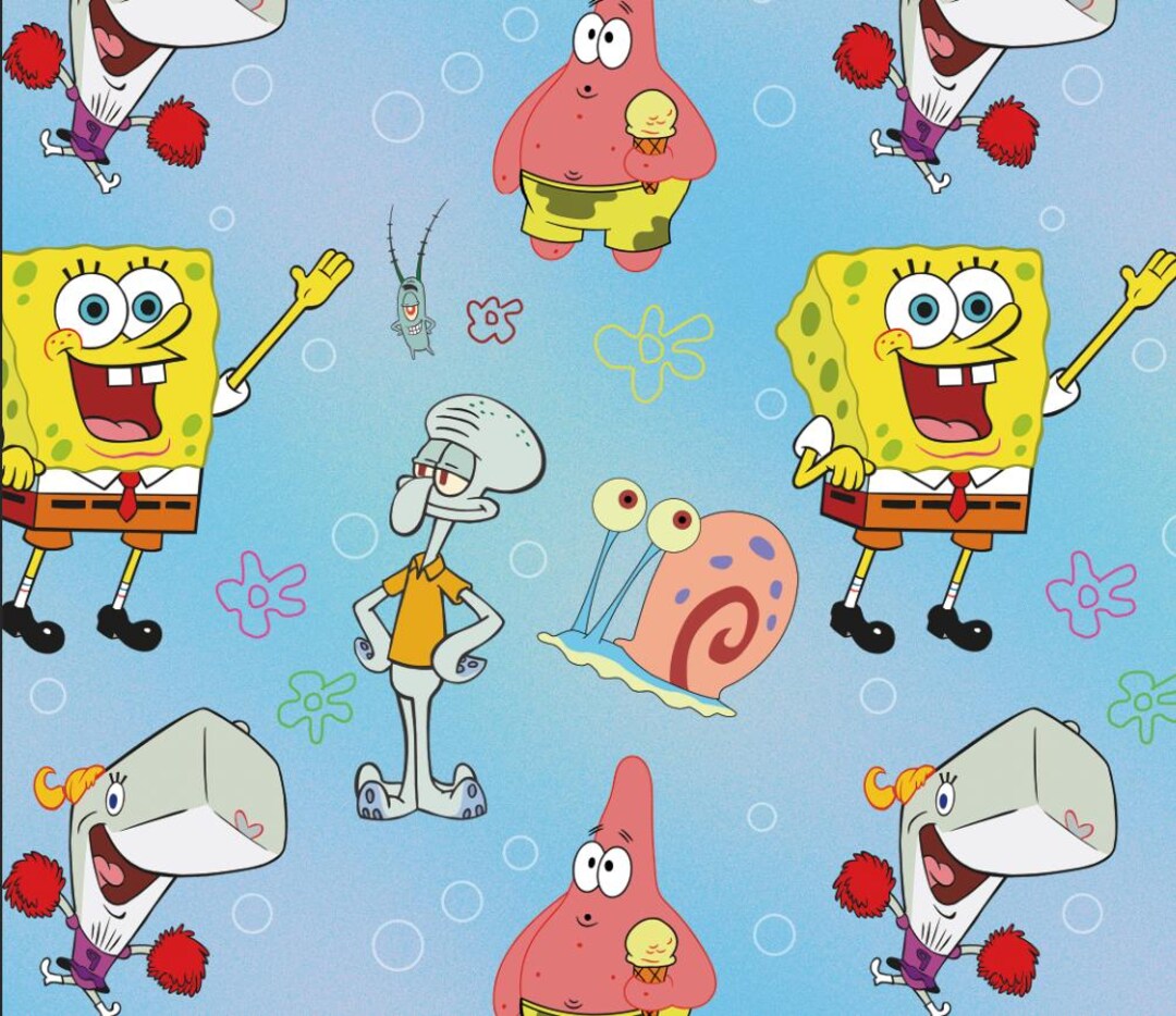 Spongebob Squarepants Fabric Spongebob Patrick Pattern Cotton Fabric·cute Cartoon Fabric 100% ...