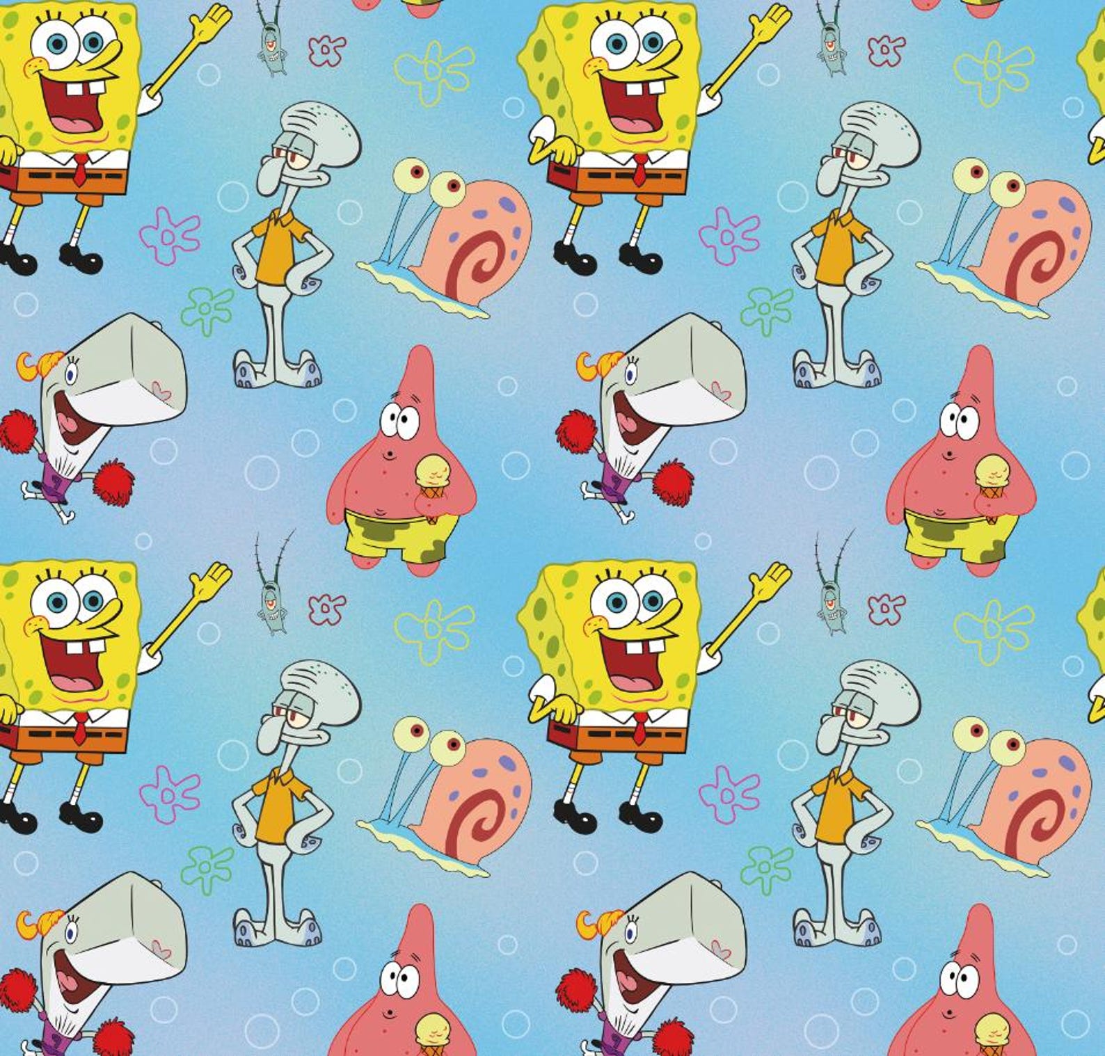 Spongebob Squarepants Fabric Spongebob Patrick Pattern Cotton Fabric·cute Cartoon Fabric 100% ...