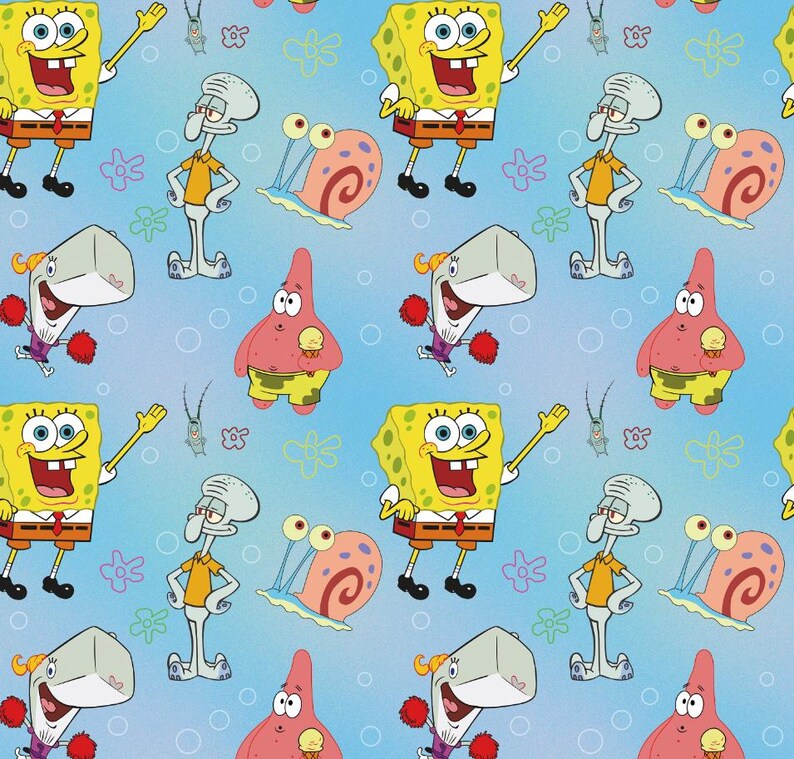 Spongebob Squarepants Fabric Spongebob Patrick Pattern Cotton Fabric ...