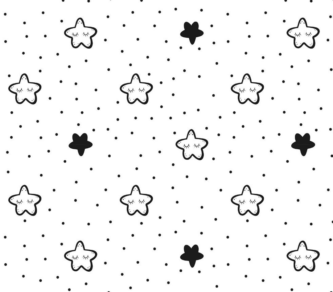 Sleeping Little Star Pattern Fabric Cotton Fabric Black and White Star ...