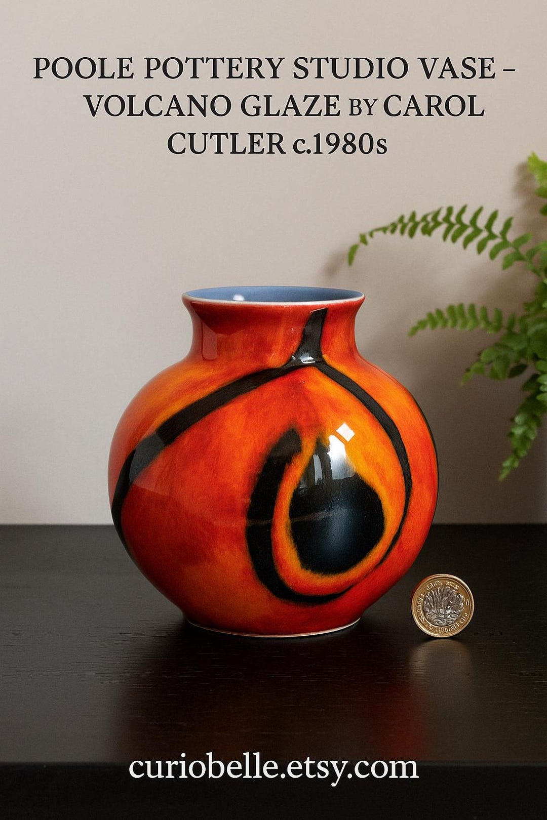 Poole Pottery Volcano Glazed Vase – Hand-painted and Signed by Lorna ...