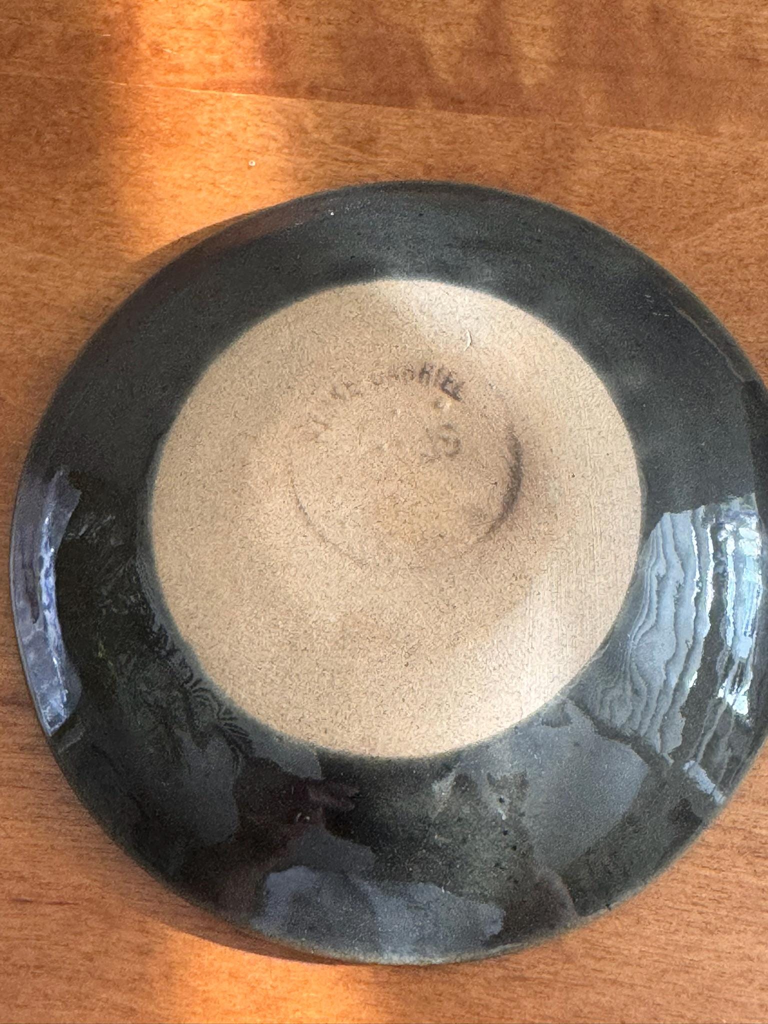 Lotus Pottery Stoneware Dishes – Pair of Hand-thrown Blue Swirl Trinket ...