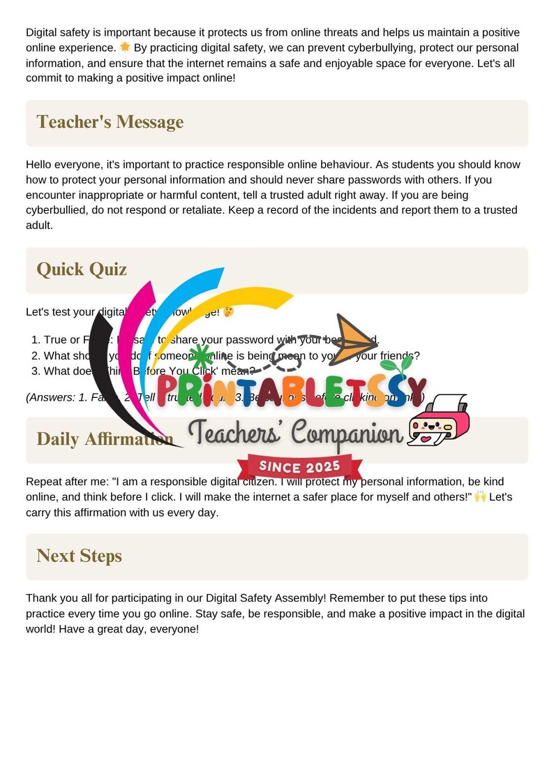 School Assembly Scripts | 20 Themes, Decorated Pages (printable PDF) - Etsy